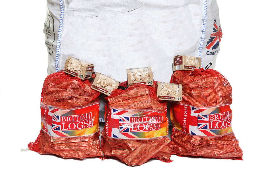 Starter Pack: Wood Burner - 1 x Builder Bag of Hardwood Logs, 3 x Nets ...